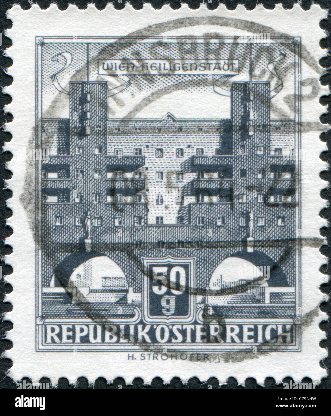 AUSTRIA - 1964: A stamp printed in Austria, shows Karl Marx Courtyard ...
