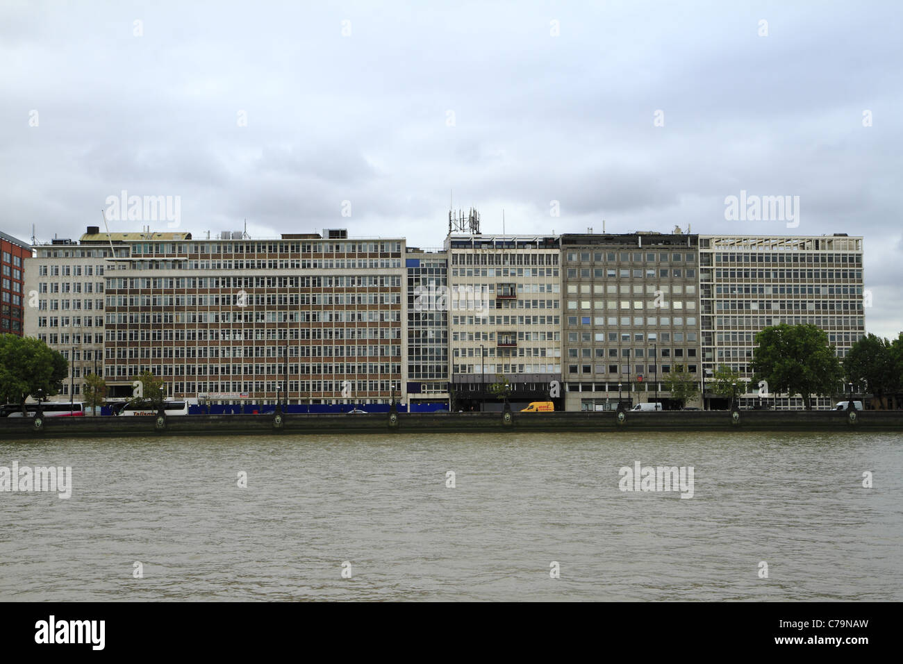 1960s office buildings on Albert Embankment before development of site ...