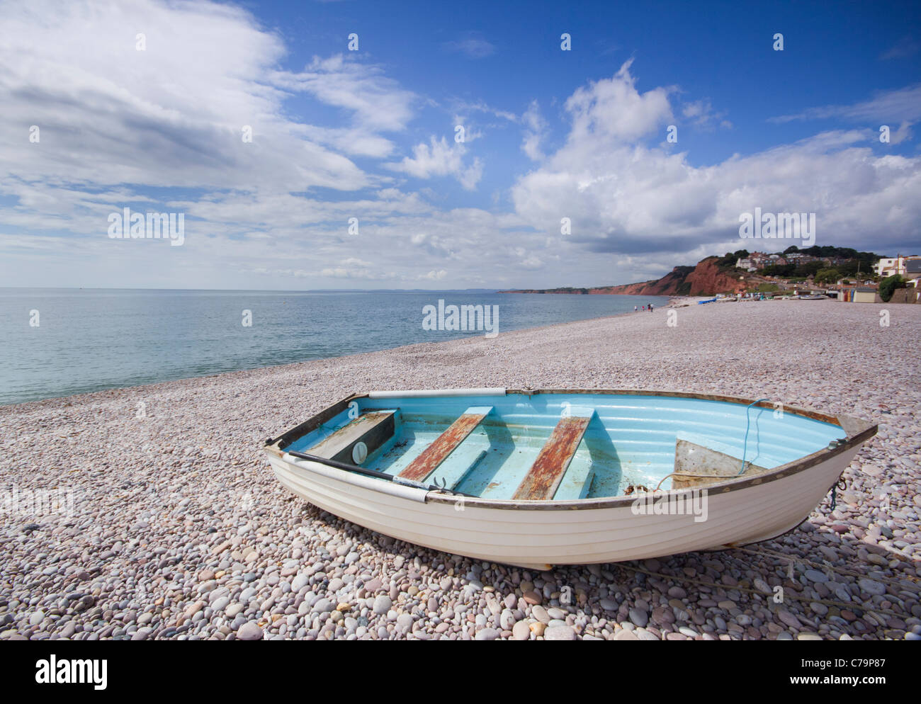 Blue rowing boat on beach hi-res stock photography and images - Alamy