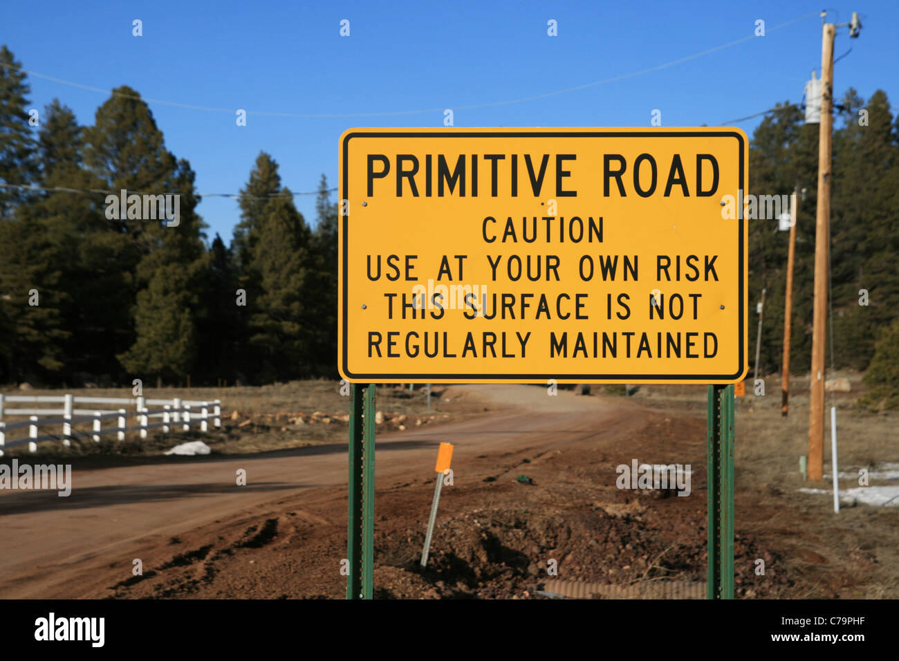 caution primitive road not regularly maintained sign Stock Photo - Alamy