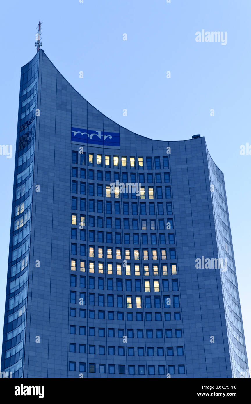 City-Hochhaus skyscraper, Panorama Tower, MDR, Leipzig, Saxony, Germany ...