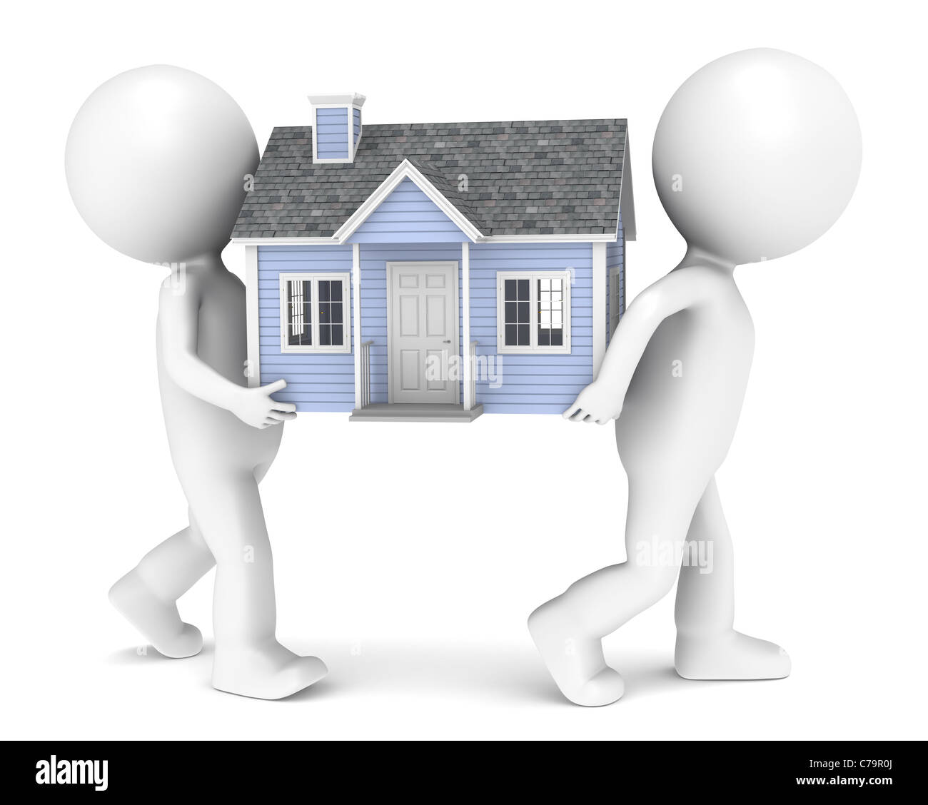 3D little human character X2 carrying a house. People series Stock ...