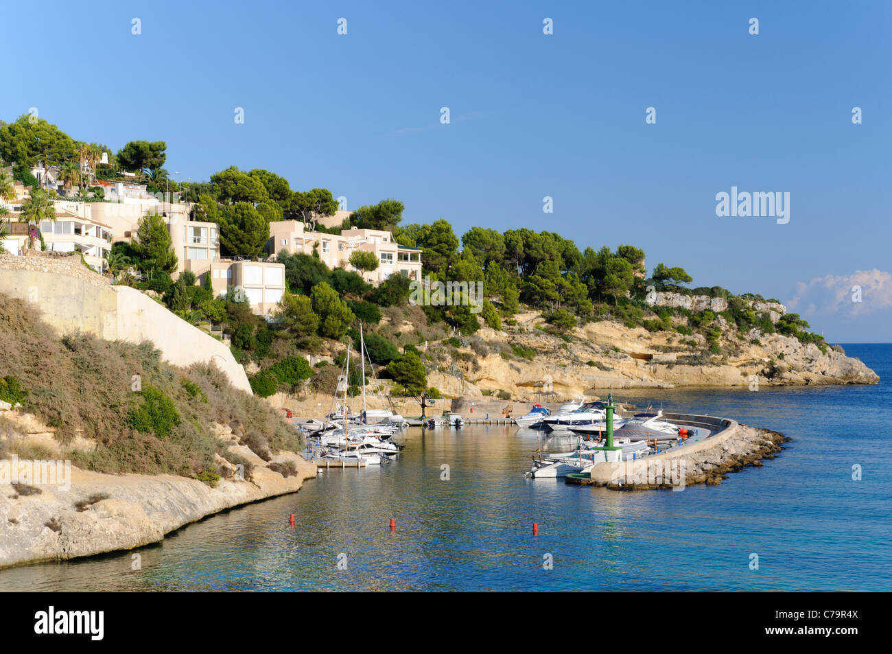 Boats in the Three Finger Bay, Cala Portals Vells, Cala Mago, Majorca ...