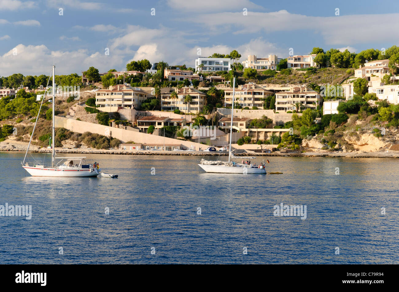 sailing boats in the Three Finger Bay, Cala Portals Vells, Cala Mago ...