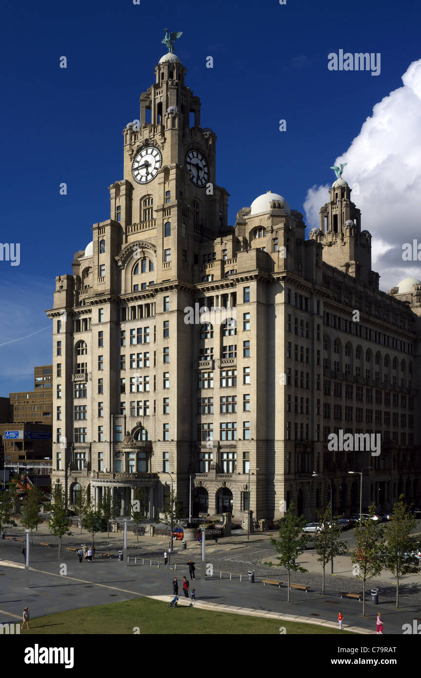 Liver building with the Liver Birds statues, Waterfront, Liverpool One ...