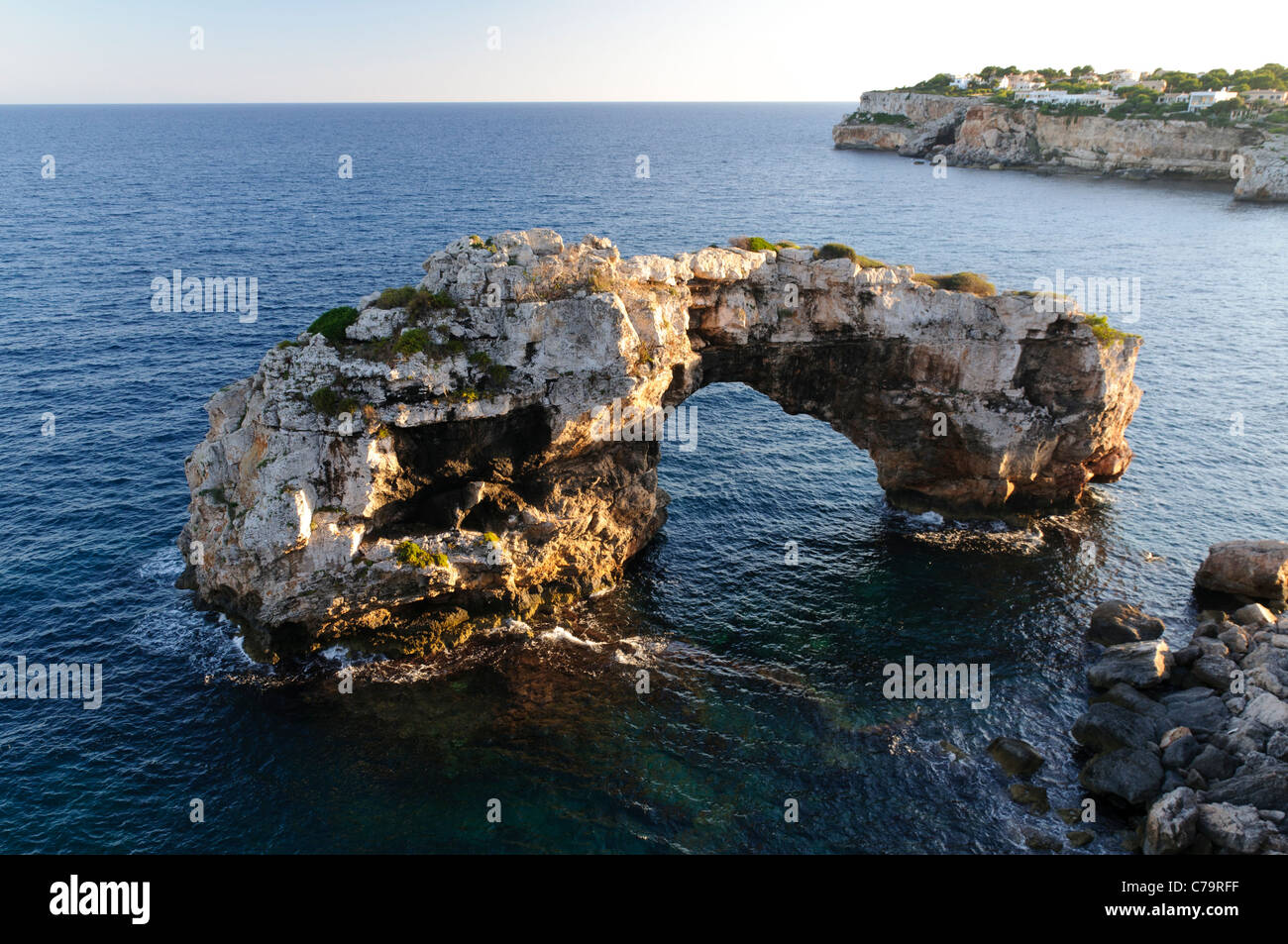 Es Pontas, a natural rock arch off the coast of Cala Santanyi, Majorca ...