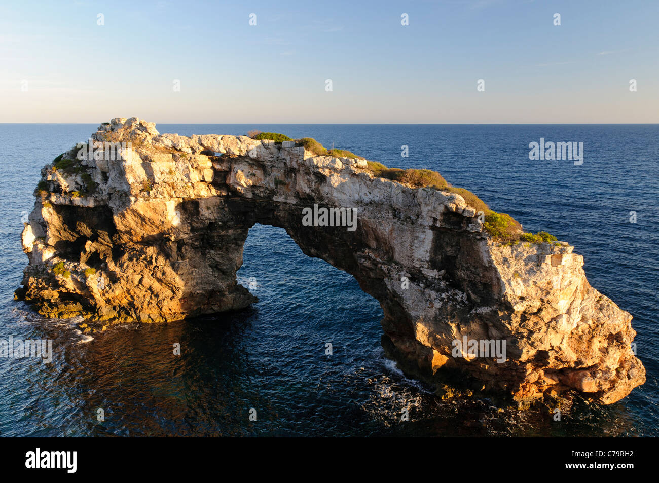 Es Pontas, a natural rock arch off the coast of Cala Santanyi, Majorca ...