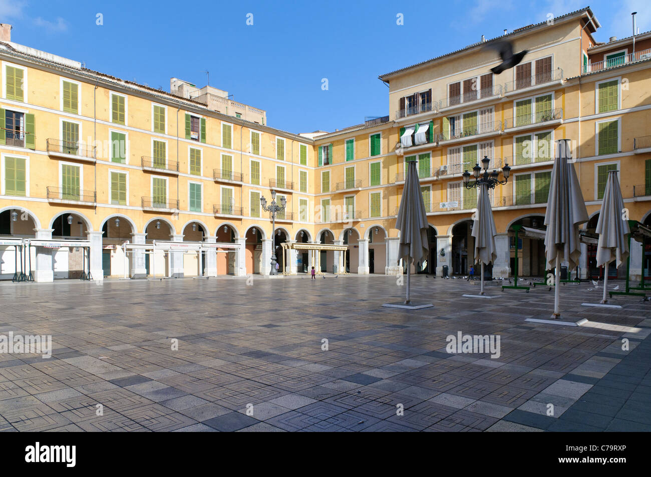 Plaza Mayor, main square in the historic town centre of Palma de ...