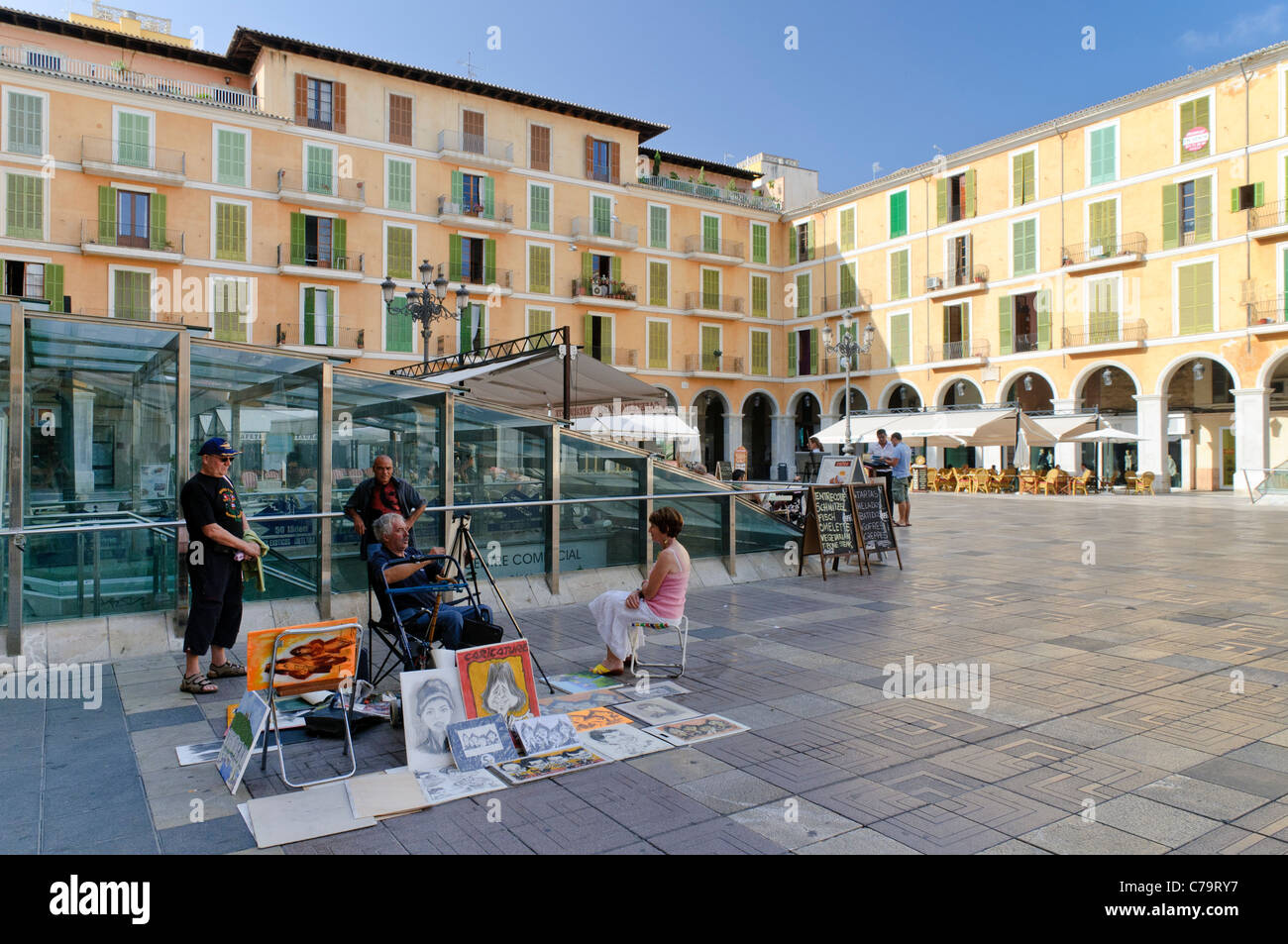 Plaza Mayor, main square in the historic town centre of Palma de ...