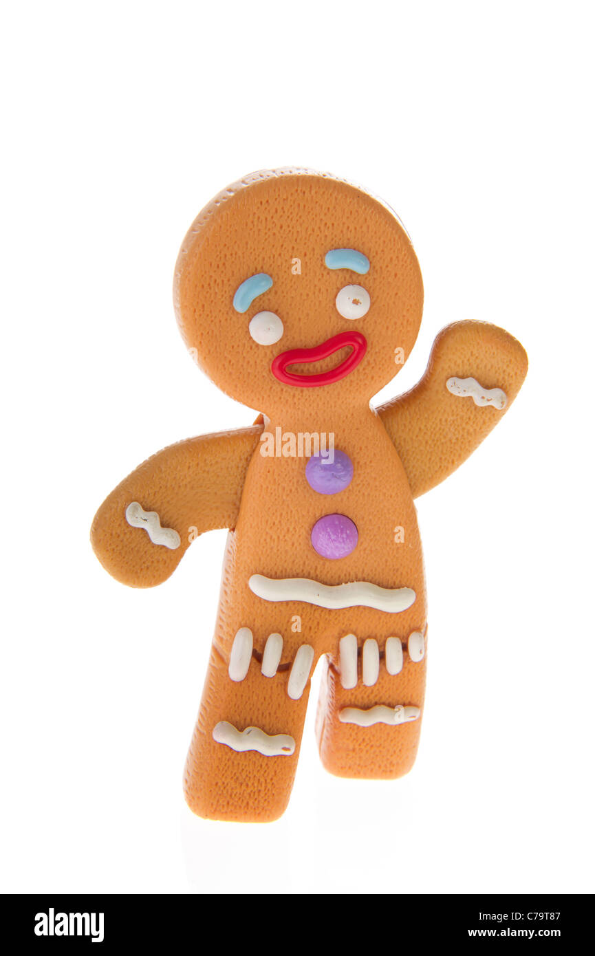 Walking ginger bread man for Christmas on white background Stock Photo ...