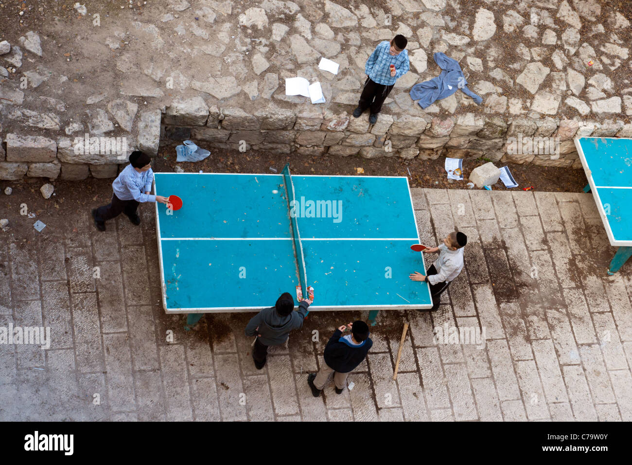 Jewish kids playing table tennis in Jerusalem Stock Photo - Alamy
