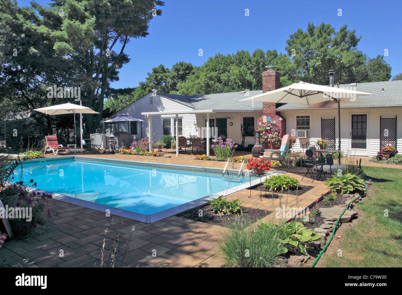 Suburban backyard Long Island NY Stock Photo - Alamy