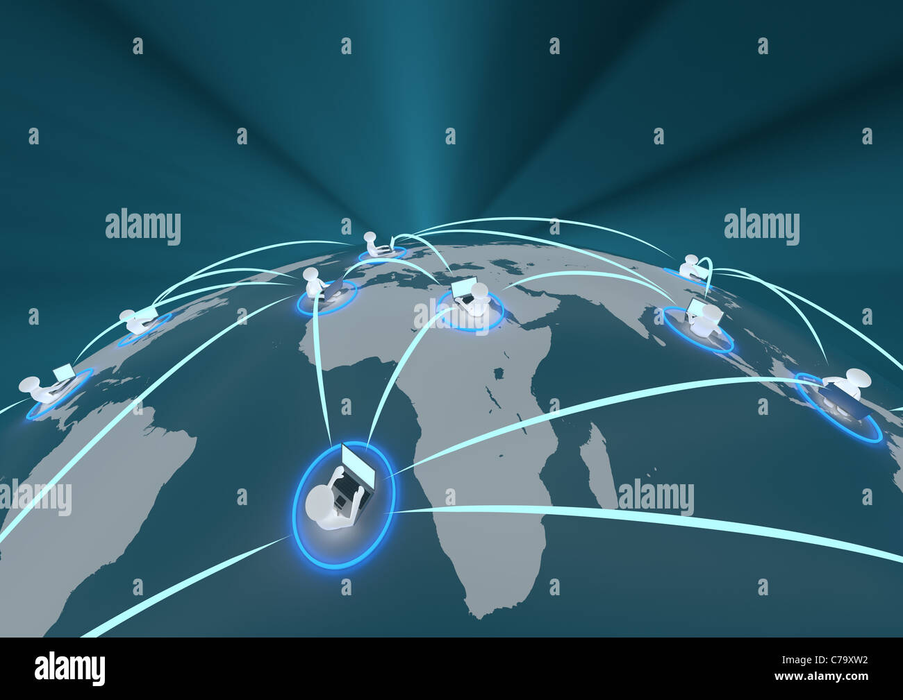 render of several people connected to each other around the world Stock ...