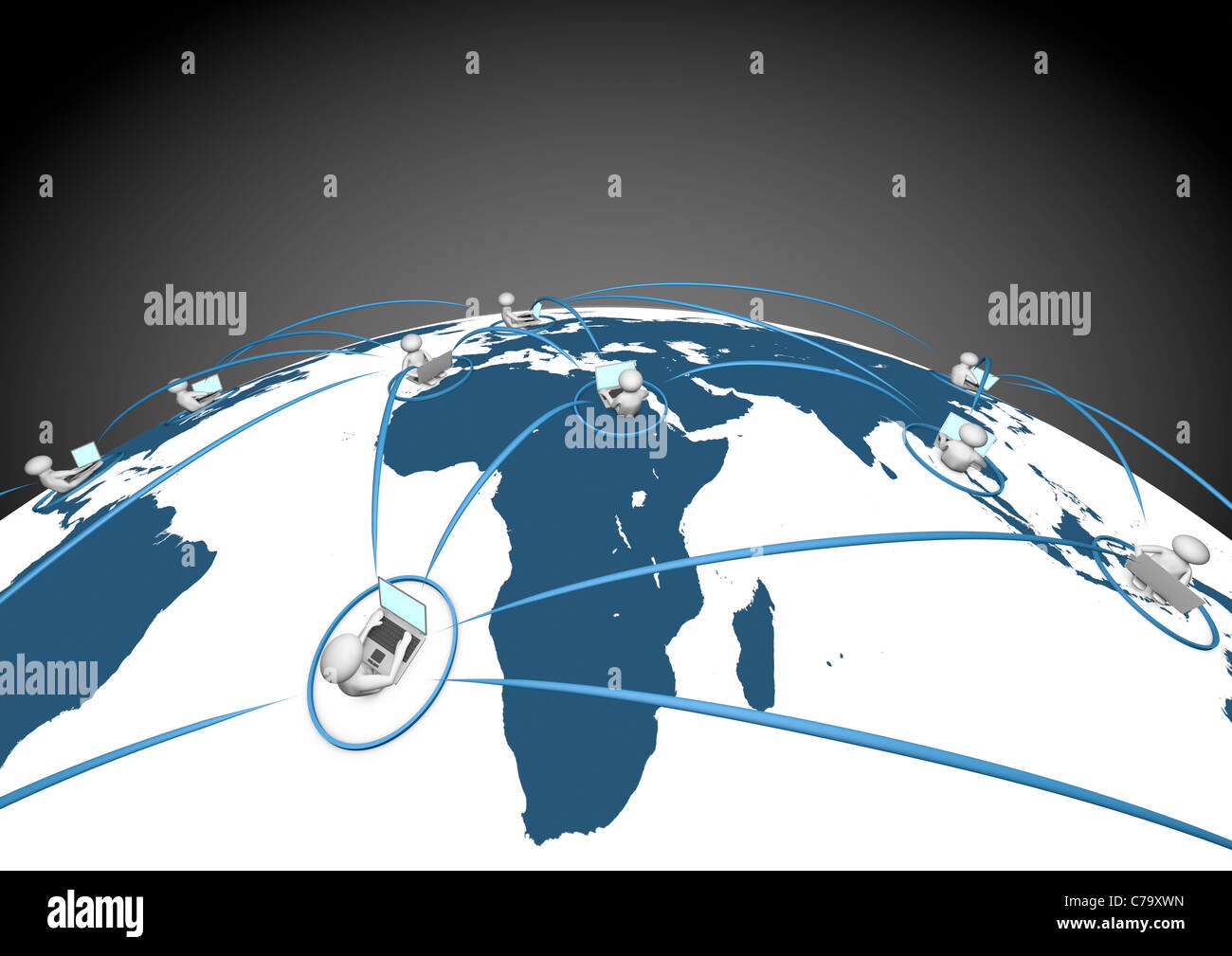 render of several people connected to each other around the world Stock ...