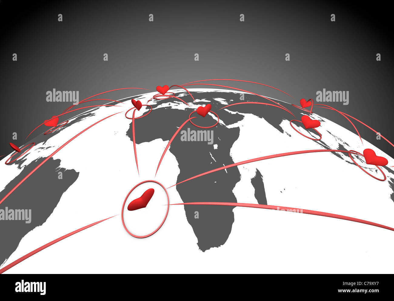 render of a network of heart symbols Stock Photo - Alamy