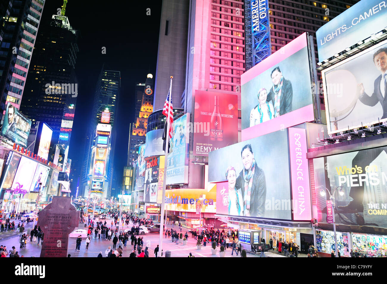 Times Square at night with Manhattan midtown street view in New York ...