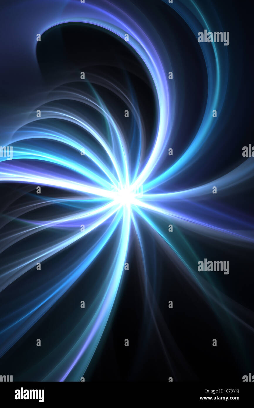 A bright fractal solar burst illustration in tons of blue and purple ...