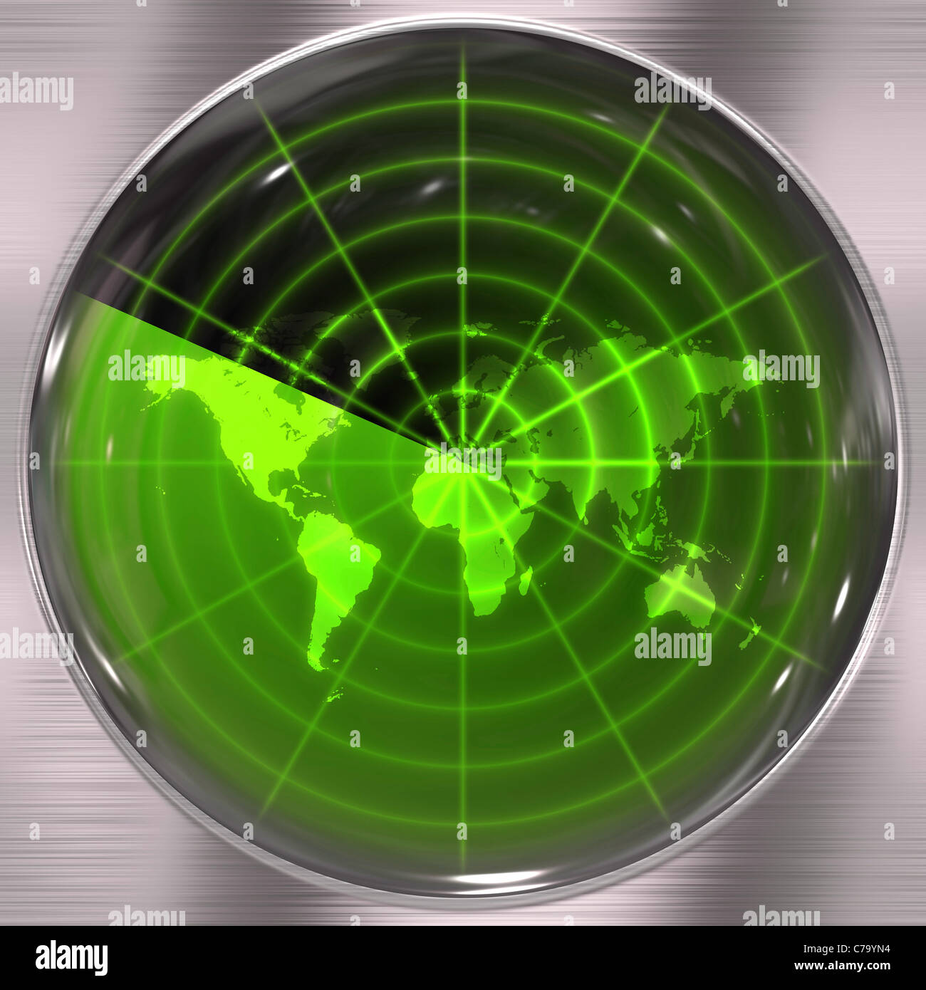 The world map in a radar screen - blips can be added easily anywhere ...