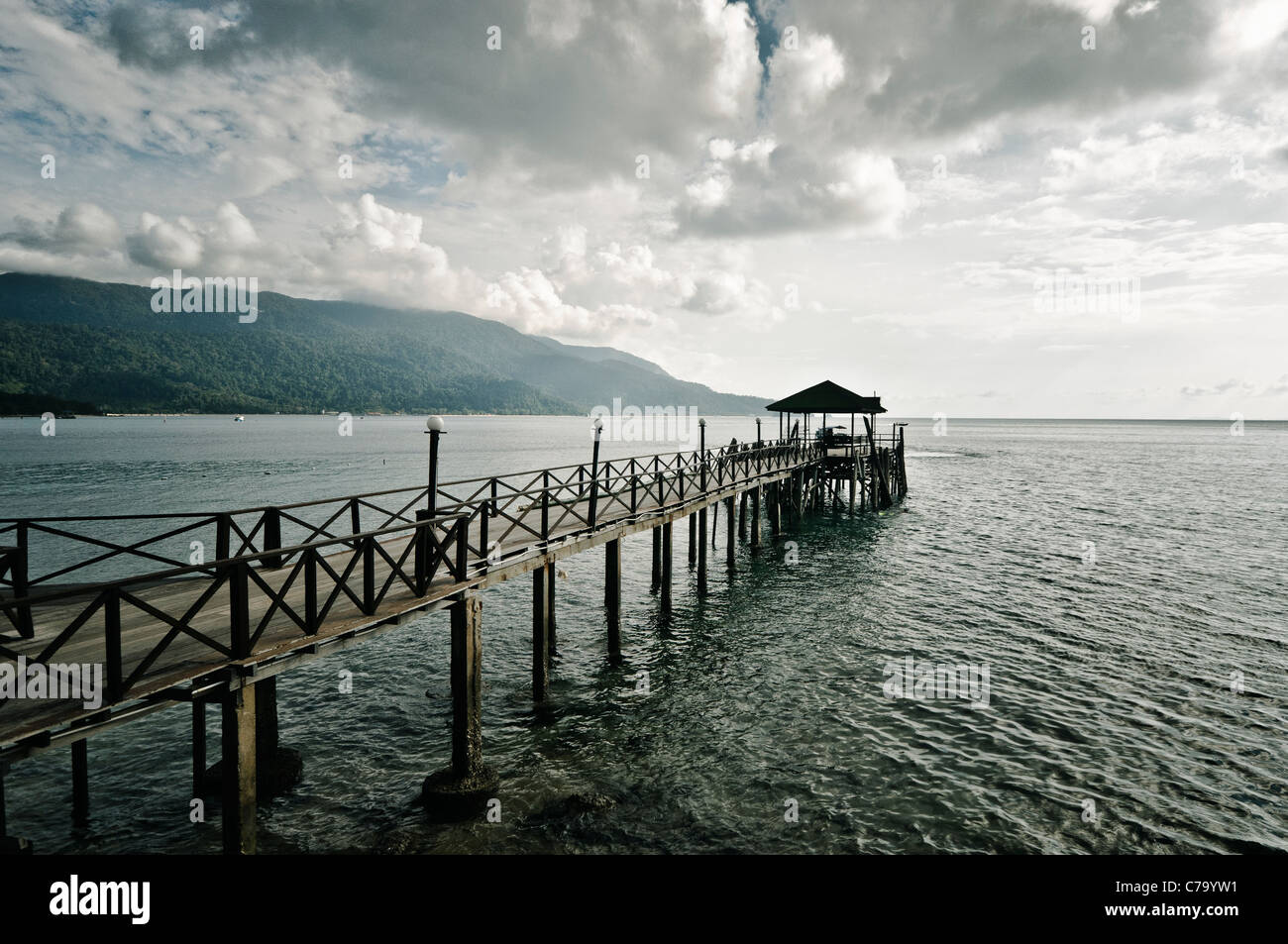Pier of the Panuba Inn Resort on the beach of Panuba, Pulau Tioman ...