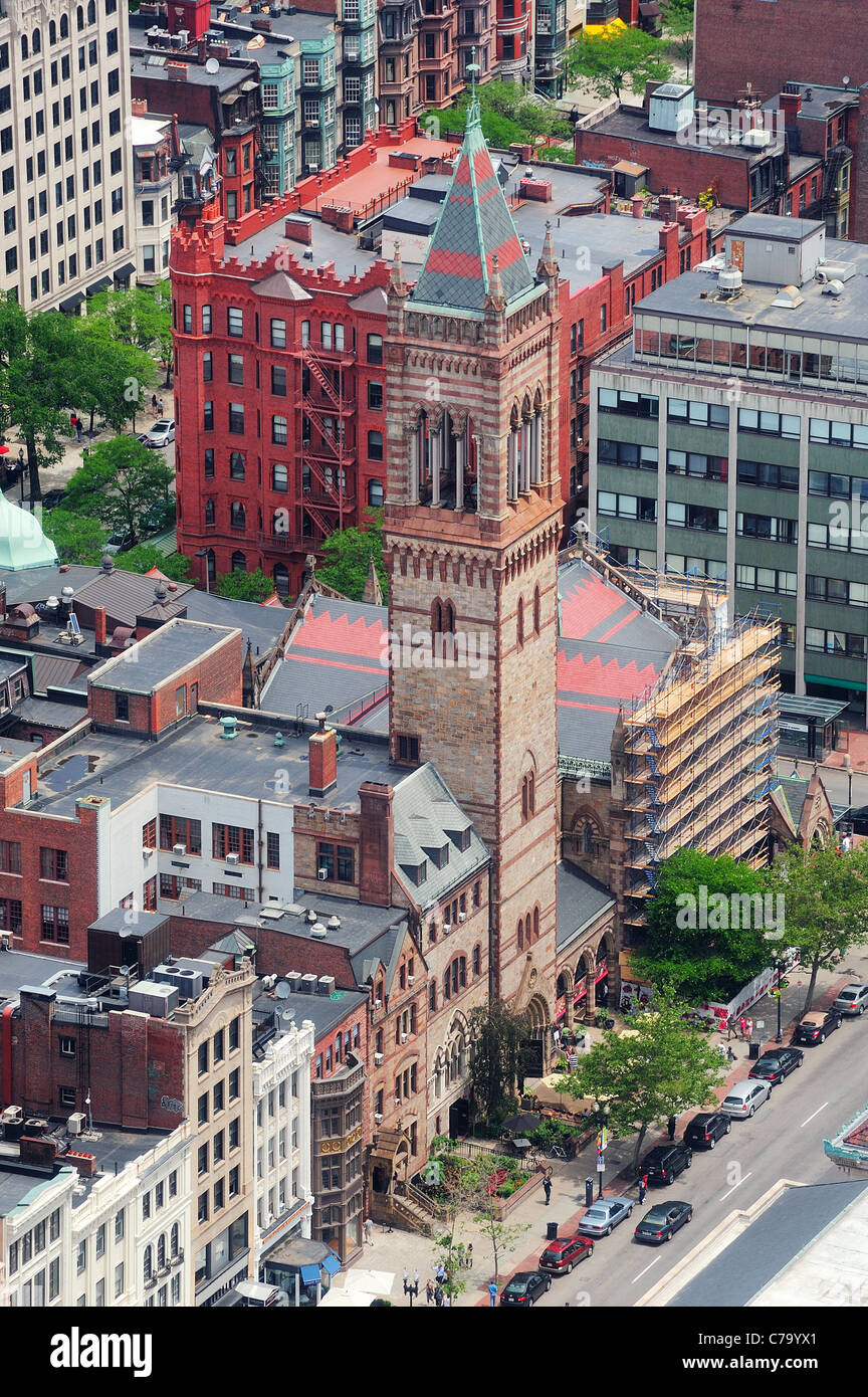Boston downtown aerial view with historical architecture, street and ...