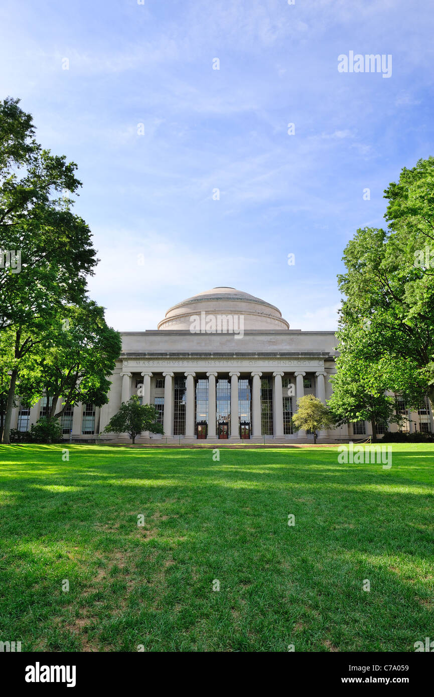 Boston Massachusetts Institute of Technology campus with trees and lawn ...