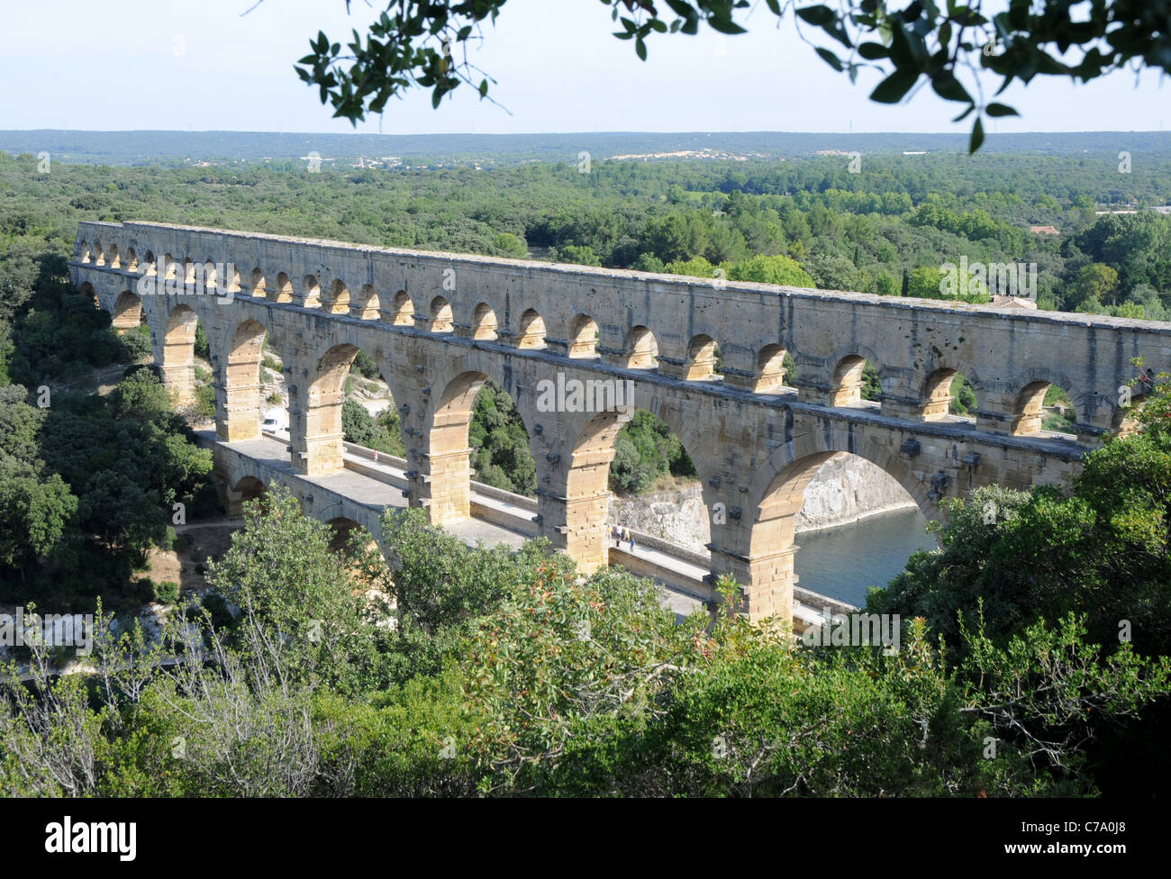 Ancient Roman aqueduct bridge from 1st century AD called Pont du Gard ...