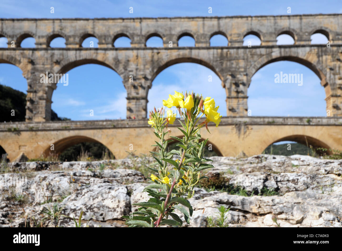 Ancient Roman aqueduct bridge from 1st century AD called Pont du Gard ...