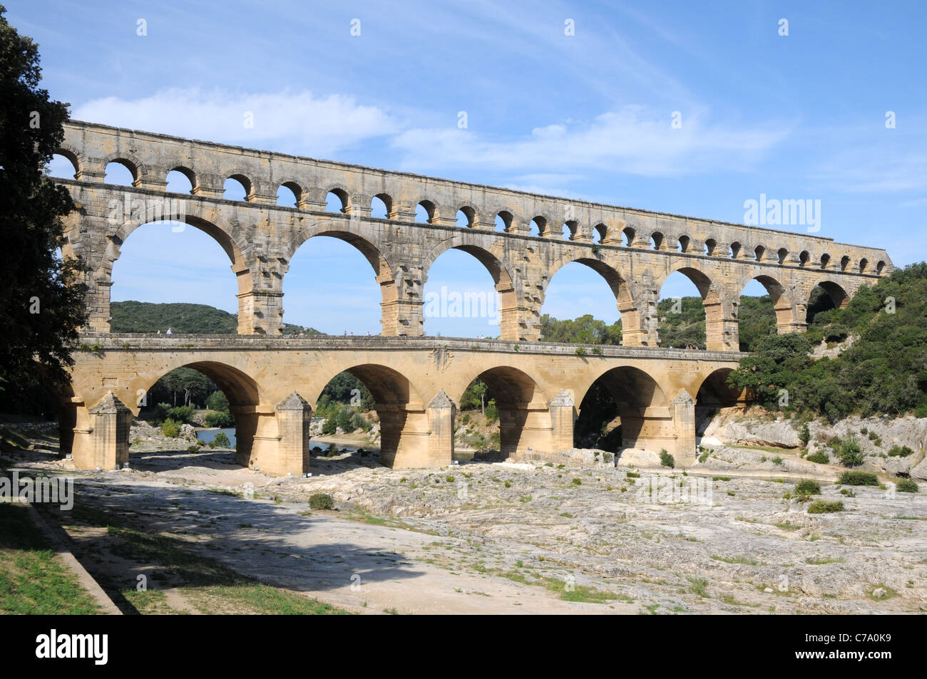 Ancient Roman aqueduct bridge from 1st century AD called Pont du Gard ...