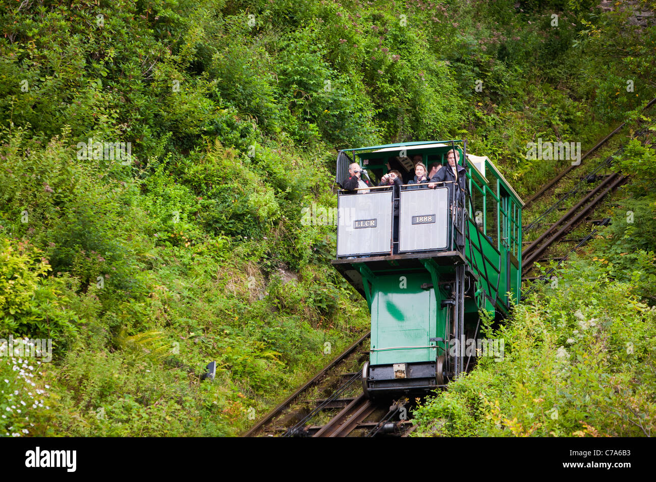 The cliff railway linking Lynmouth with Lynton on the north Devon coast ...