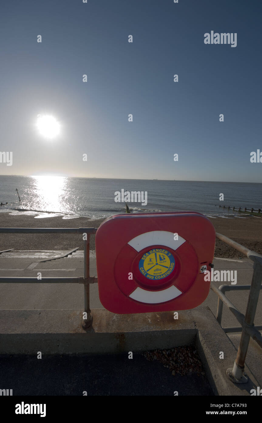 Lifebelt on sea front emergency life belt Stock Photo - Alamy