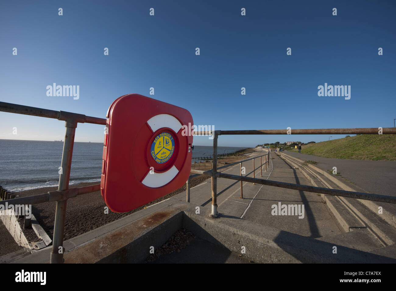 Lifebelt on sea front emergency life belt Stock Photo - Alamy