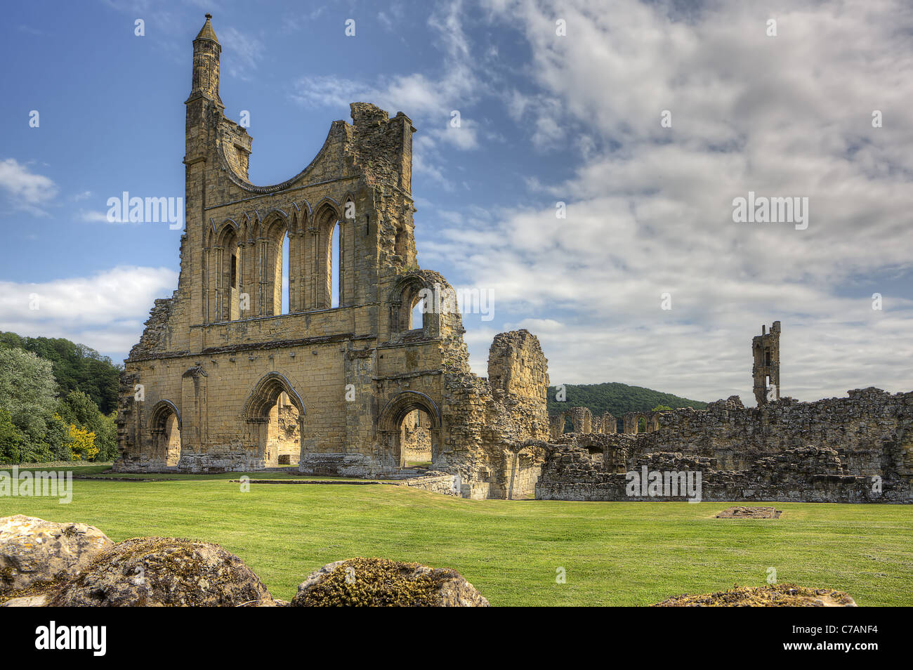 Byland Abbey Church West Front Showing Great Wheel Rose Window North ...