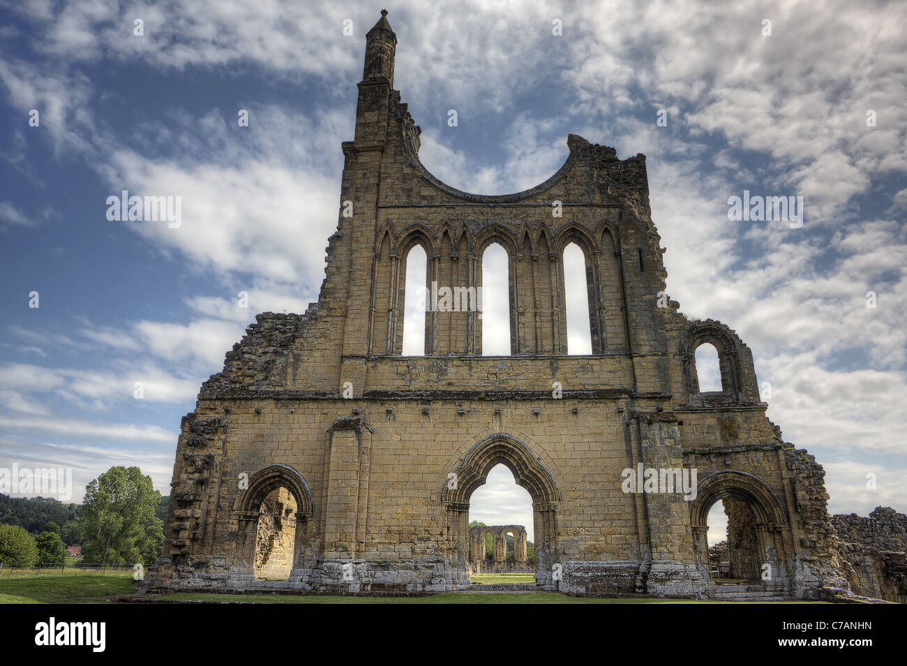 Byland Abbey Church West Front Showing Great Wheel Rose Window North ...