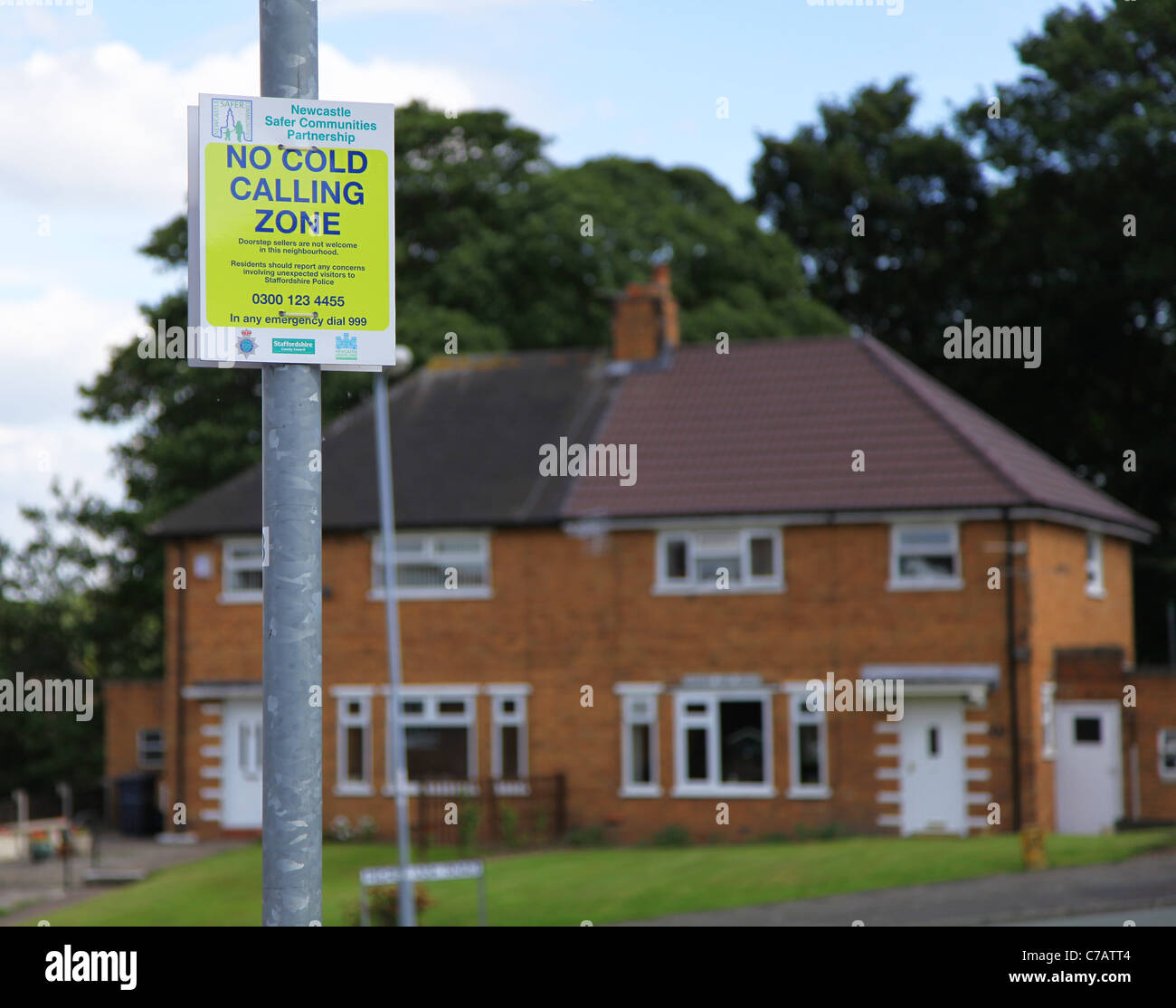 A sign saying no cold calling zone run by the local community and ...