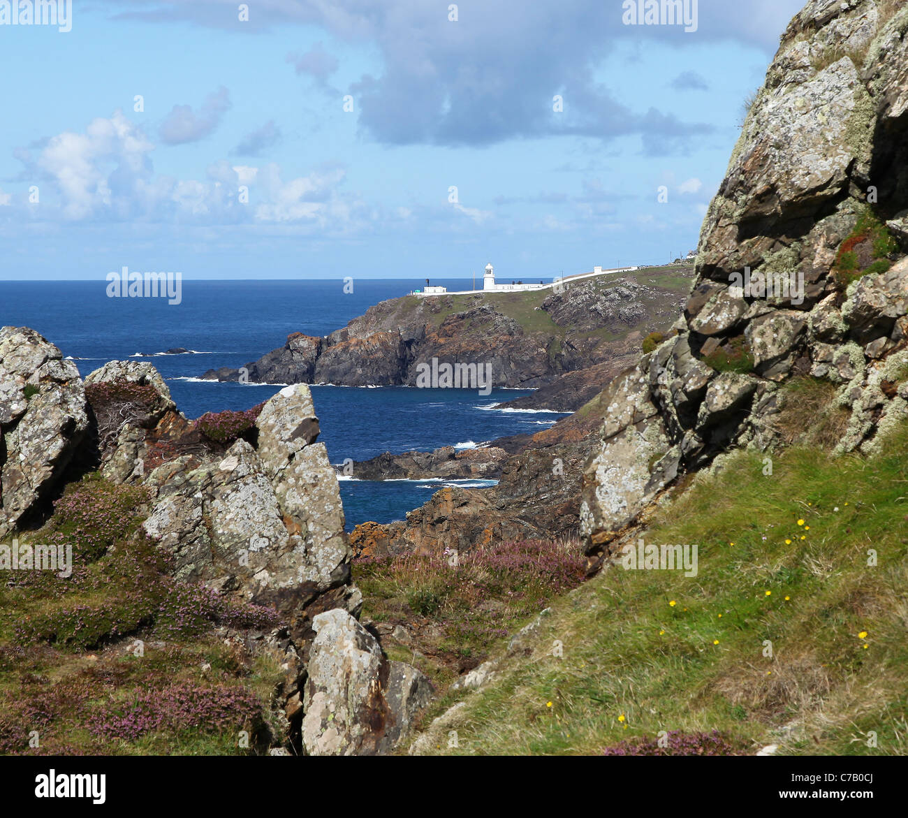 Pendeen Watch Lighthouse through rocks South West Coast long distance ...