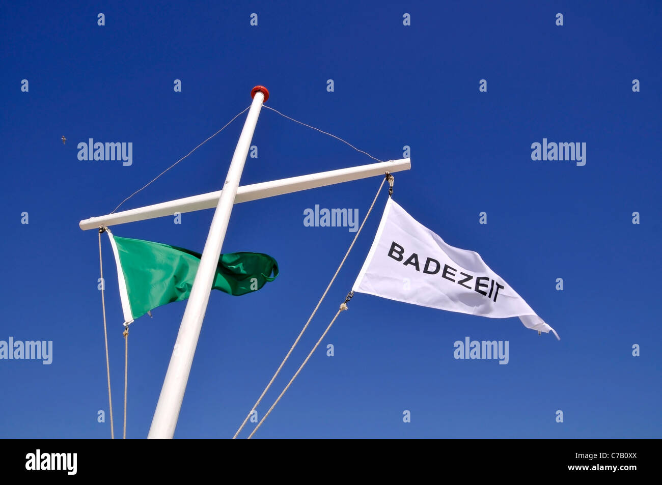 Flag Badezeit or swimming time, beach in Westerland, Sylt, North ...