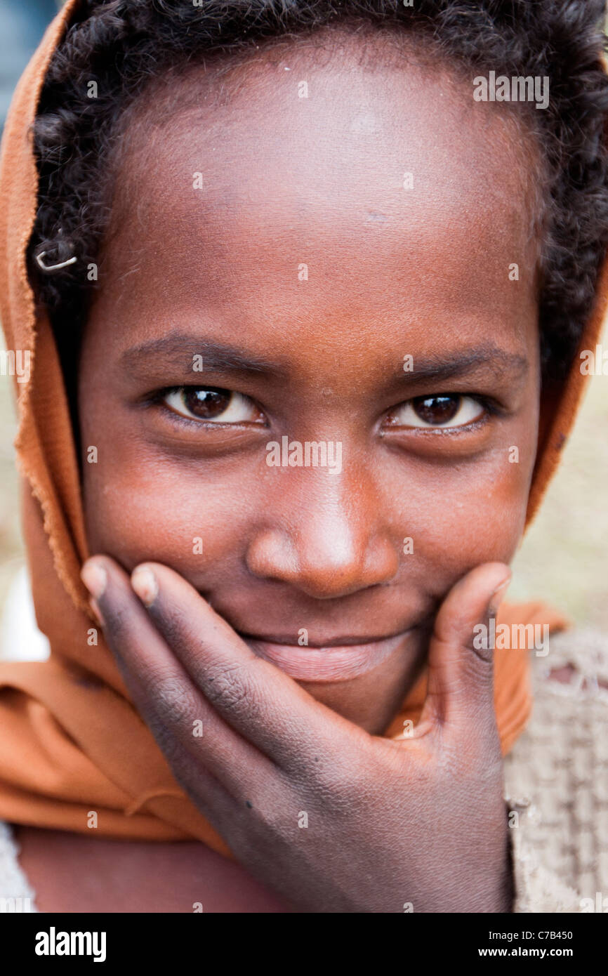 Portrait of a local boy at Sulula market near Dessie in Northern ...