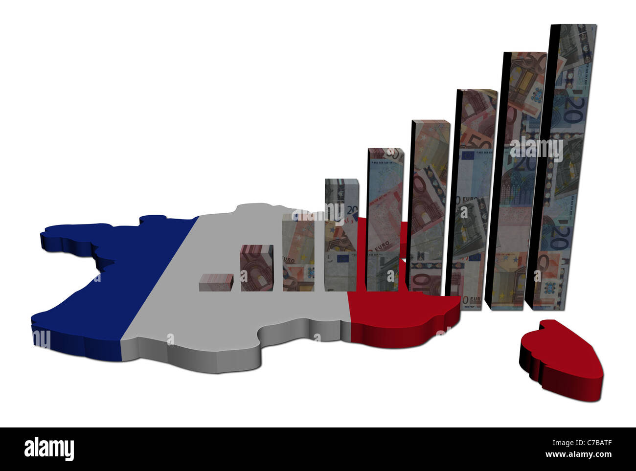 Euros graph on France map flag illustration Stock Photo - Alamy