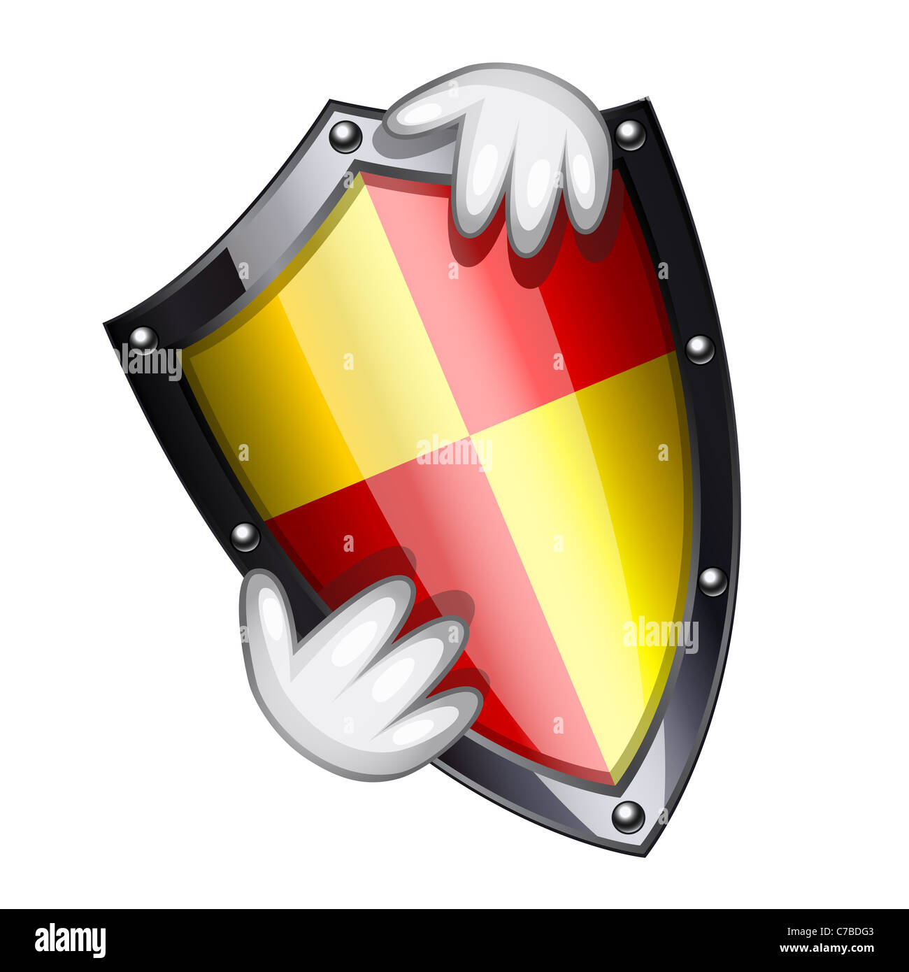 Security concept with hand holding a shield Stock Photo - Alamy