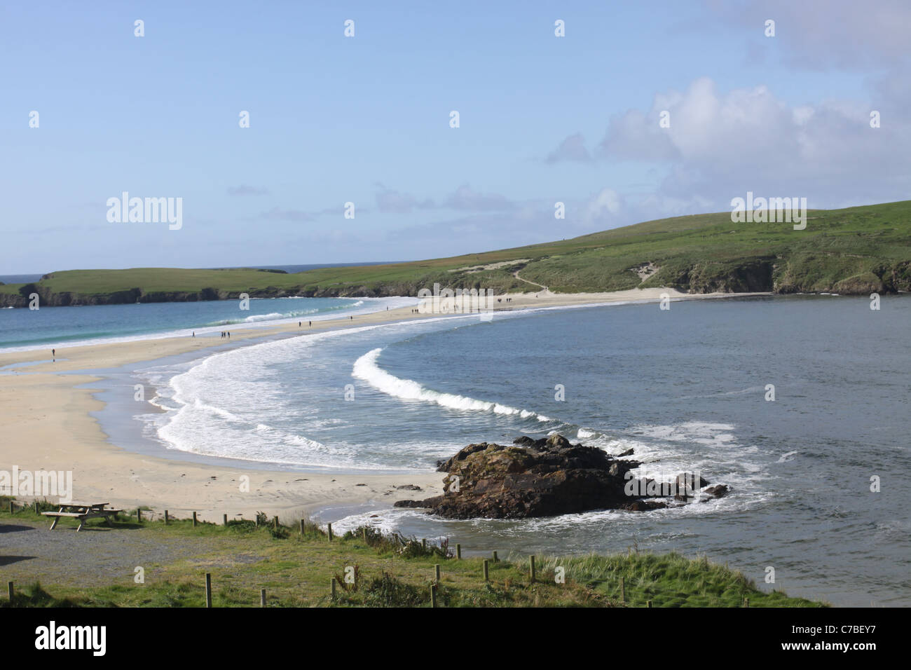 Tombolo linking St Ninian's Isle to mainland Shetland Scotland ...