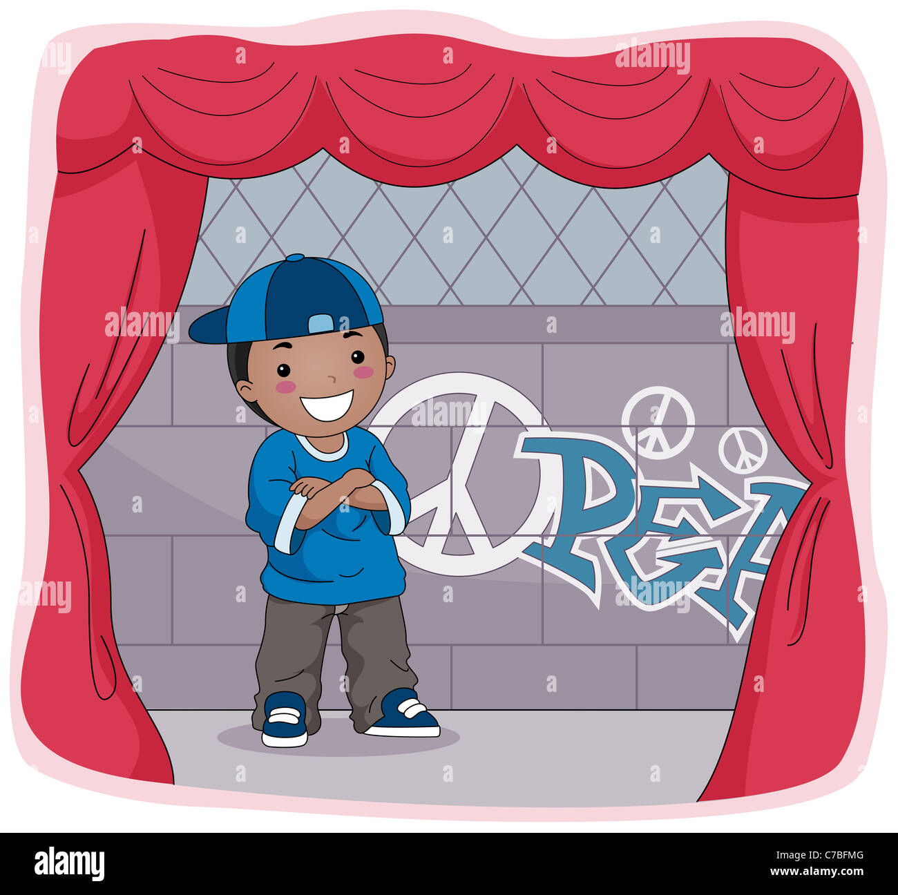 Illustration of a Kid Acting Onstage Stock Photo - Alamy