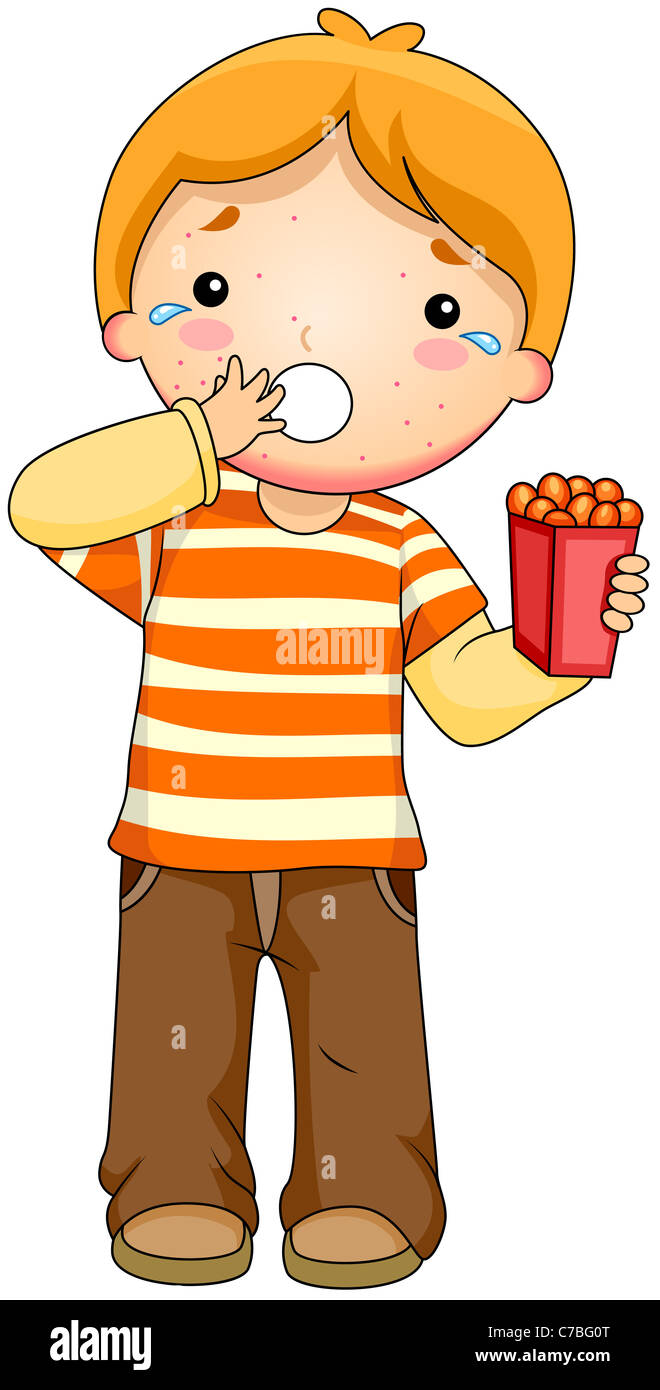Illustration of a Kid Having an Allergic Reaction to Food Stock Photo ...