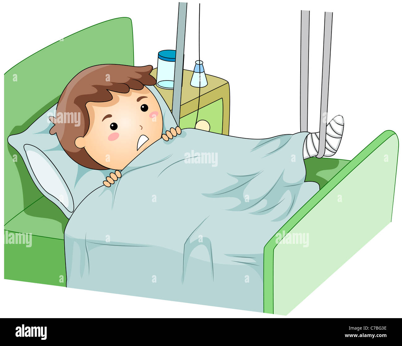 Illustration of a Kid Wearing a Leg Cast Stock Photo - Alamy