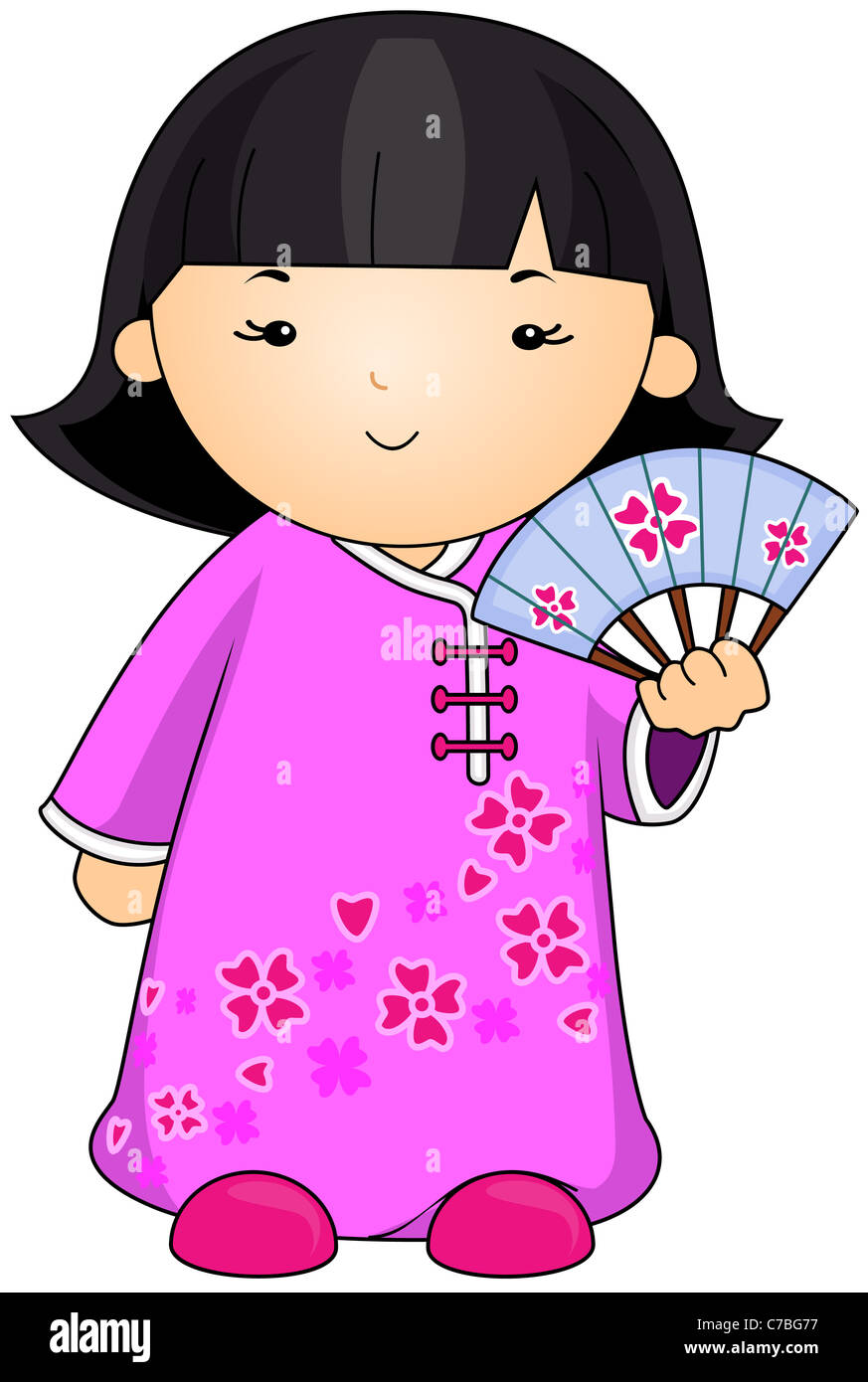 Illustration of a Woman Dressed in a Cheongsam Stock Photo - Alamy