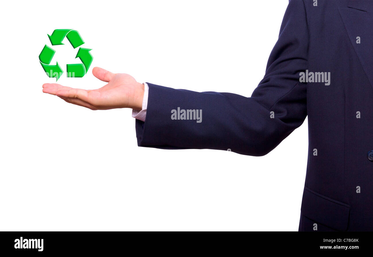 business man hand and recycle sign for green world concept Stock Photo ...