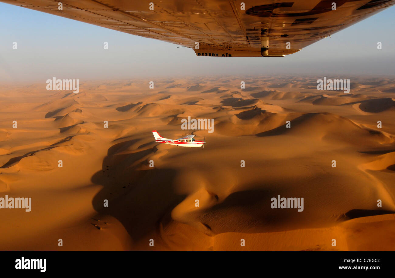 Aerial view of an aircraft flying over the desert, Sossusvlei, Namibia ...