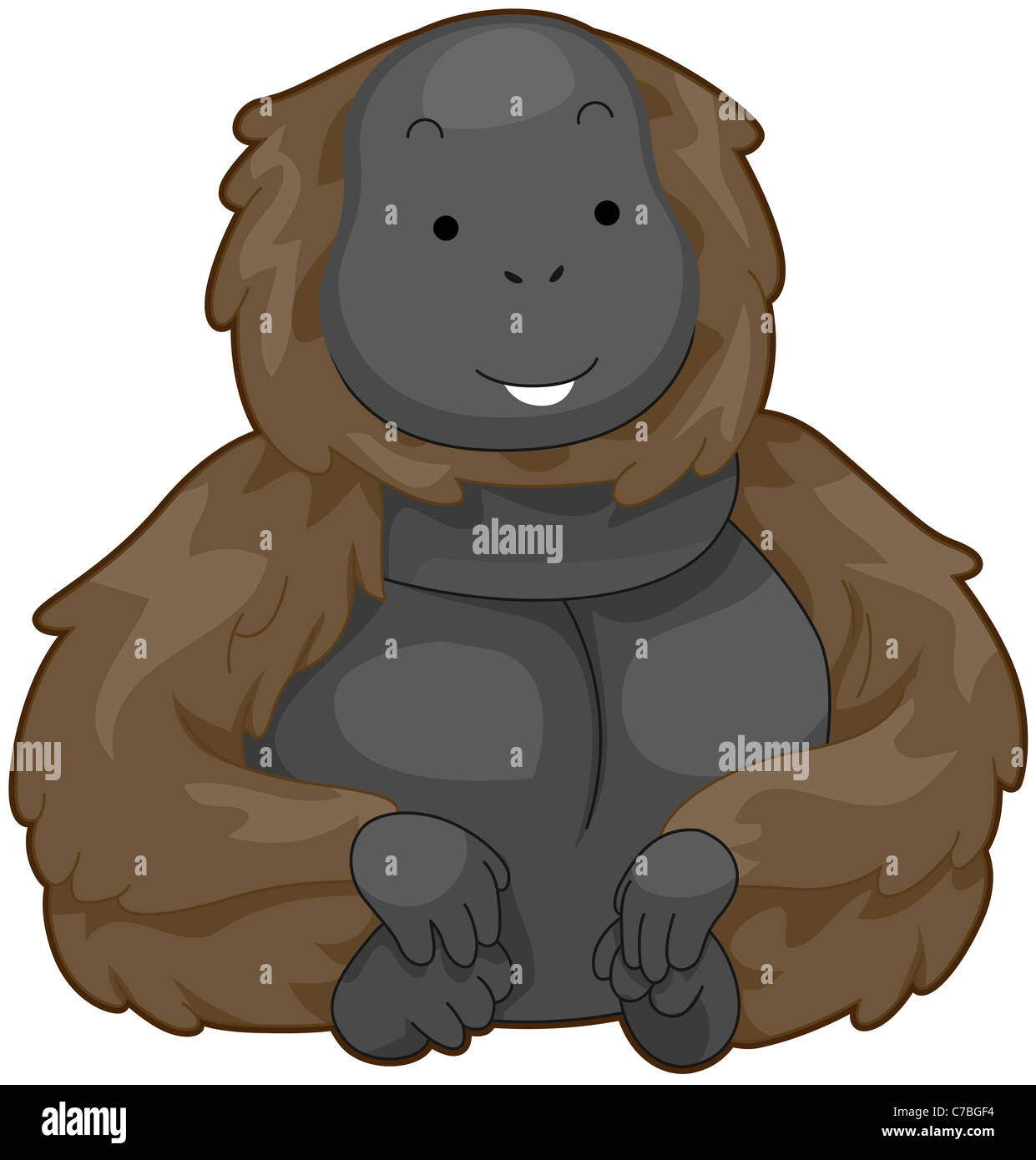Illustration of an Ape Flashing a Smile While Sitting Stock Photo - Alamy
