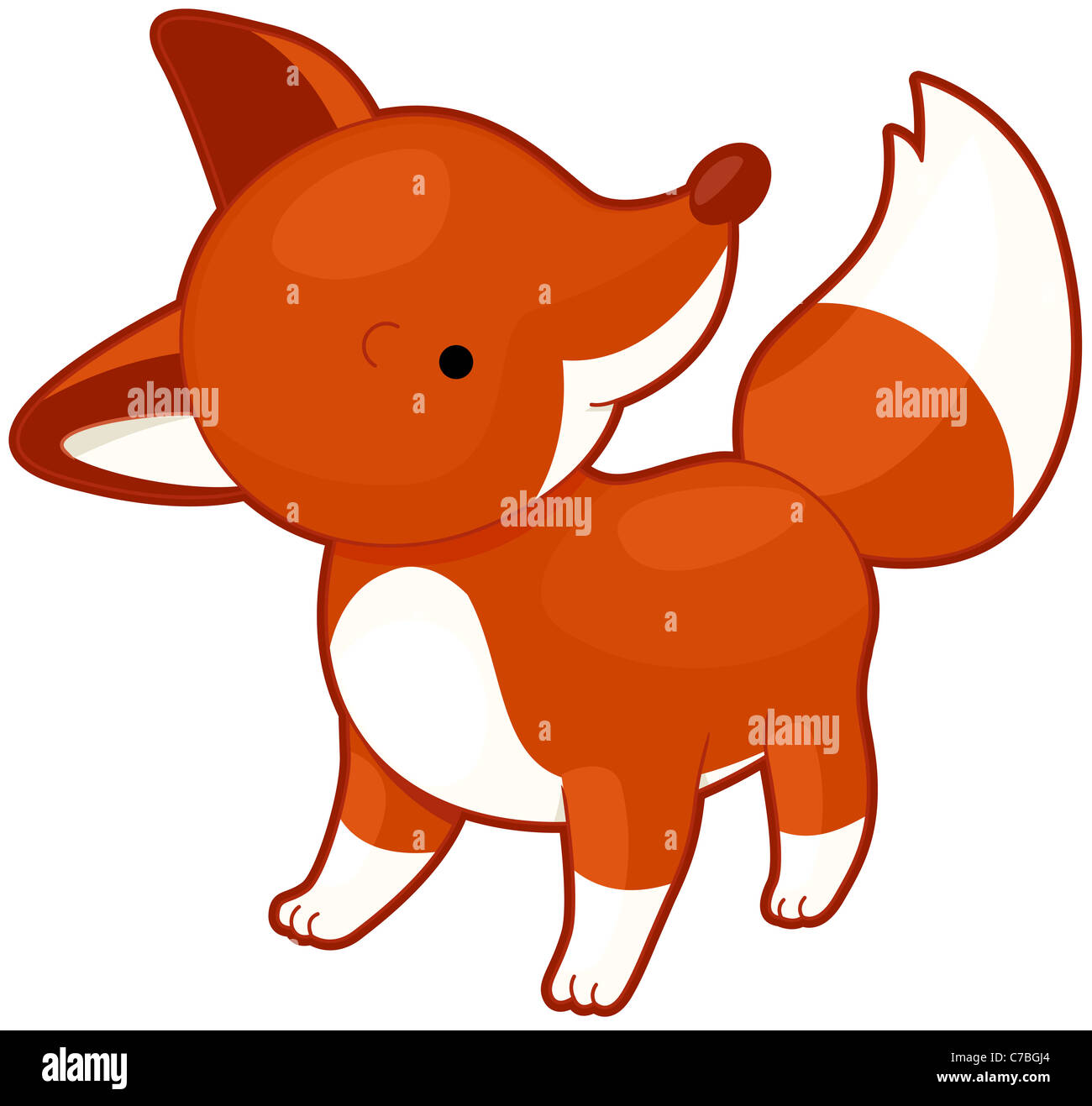 Illustration of a Cute Red Fox Glancing Upward Stock Photo - Alamy