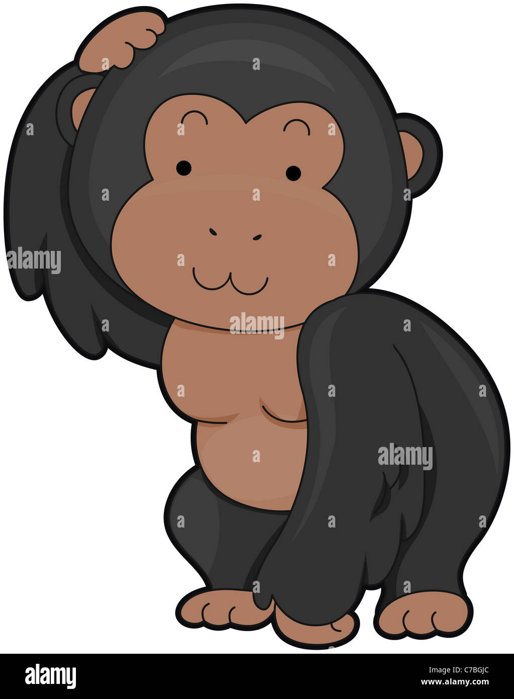 Cartoon Monkey Scratching Head