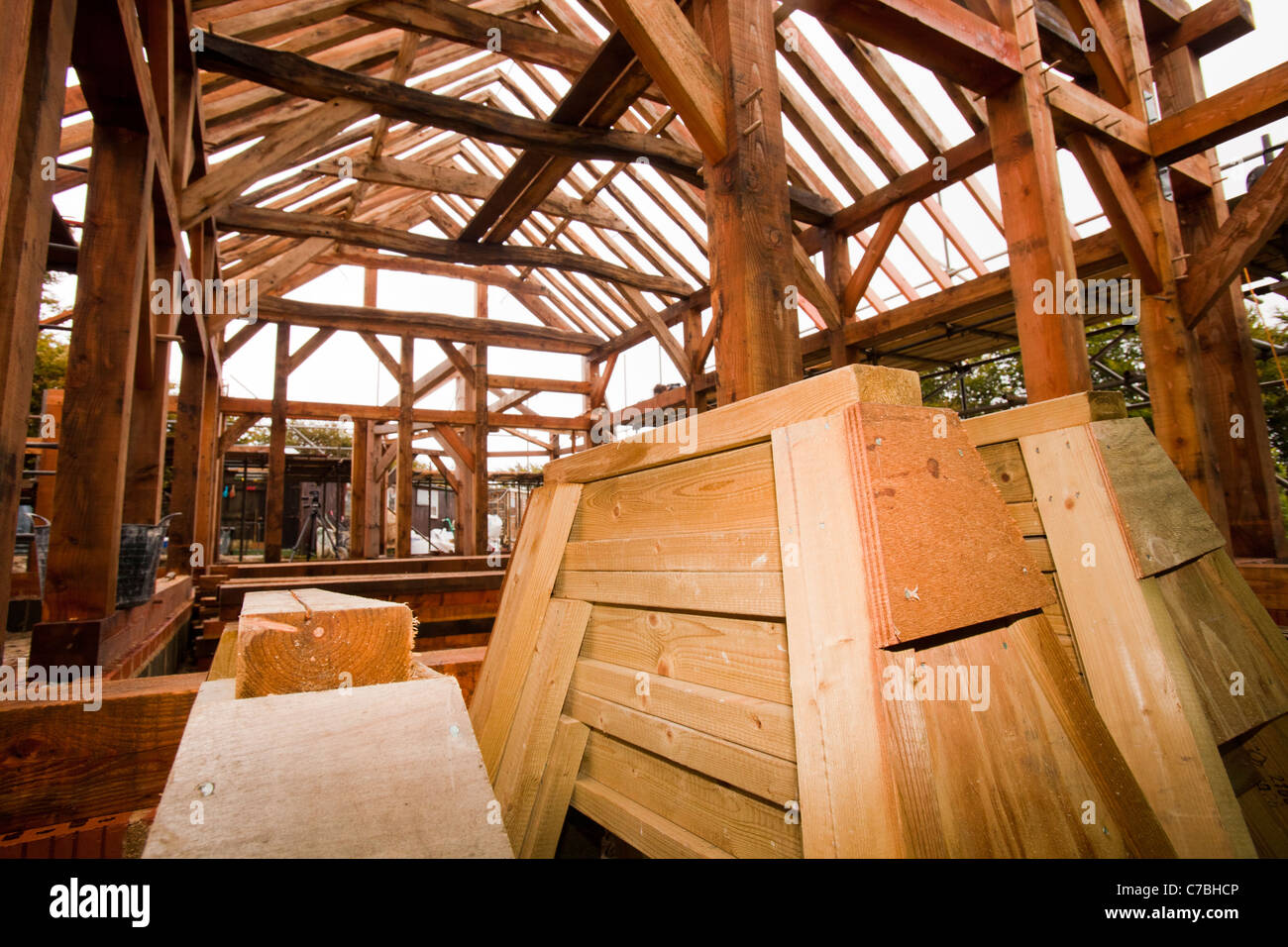 A green build house being constructed by the Low Impact Building ...